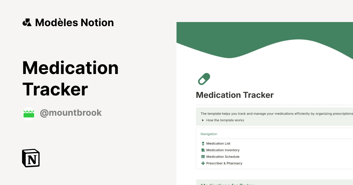 Modèle Medication Tracker | Marketplace Notion
