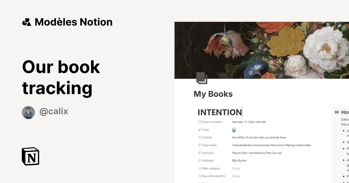 Modèle Our book tracking | Marketplace Notion