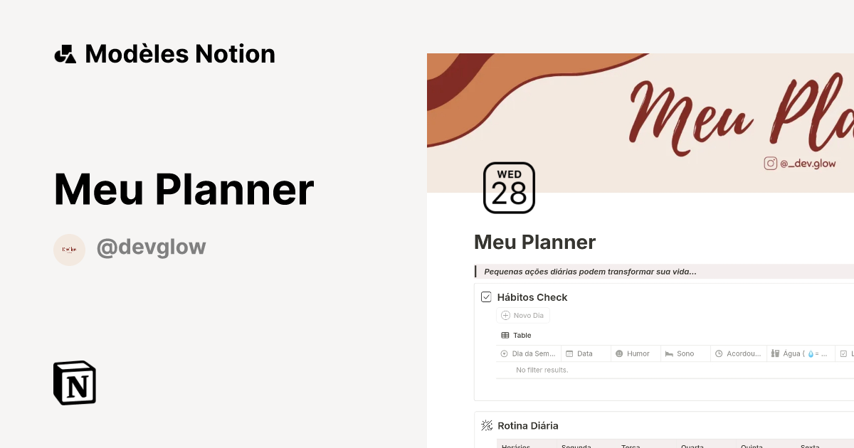 Modèle Meu Planner | Marketplace Notion