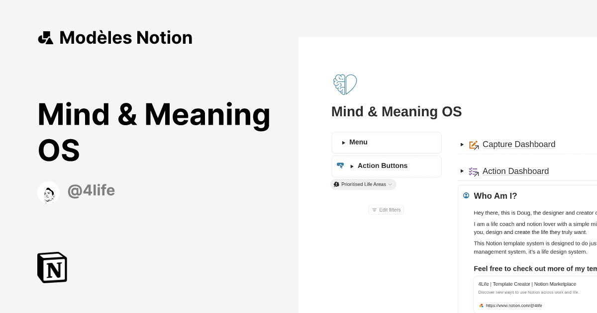 Modèle Mind & Meaning OS | Marketplace Notion