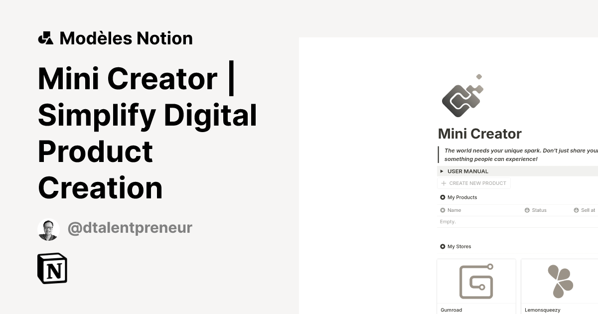 Mini Creator | Simplify Digital Product Creation | Modèle créé par Adi ...