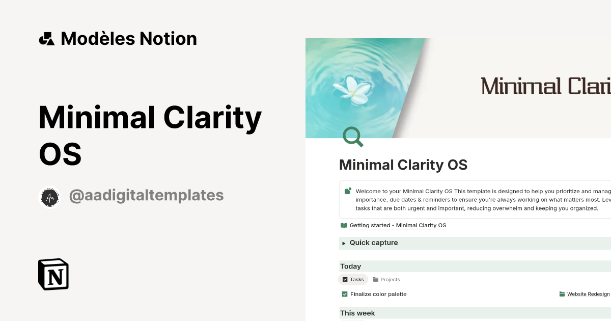 Minimal Clarity OS | Modèle créé par AA Digital templates | Marketplace ...