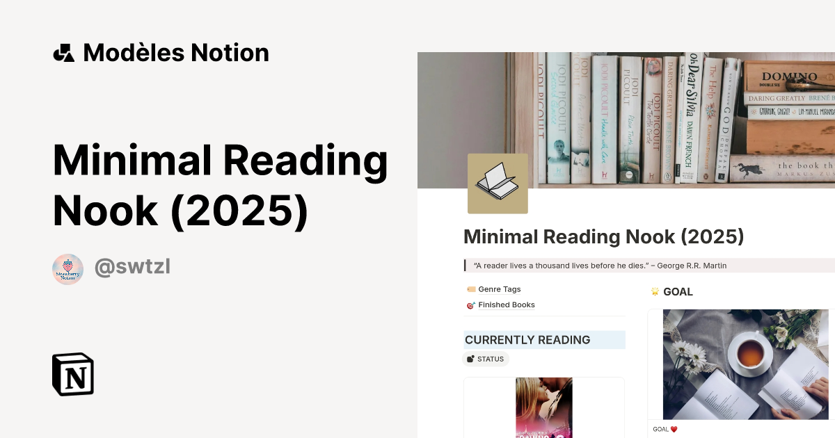 Modèle Minimal Reading Nook (2025) | Marketplace Notion