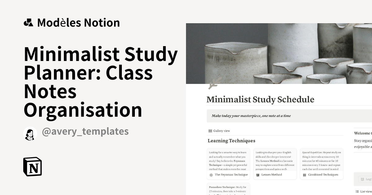 Minimalist Study Planner: Class Notes Organisation | Modèle créé par ...