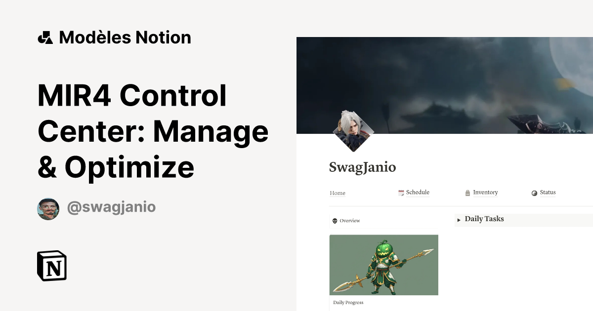 Modèle MIR4 Control Center: Manage & Optimize | Marketplace Notion