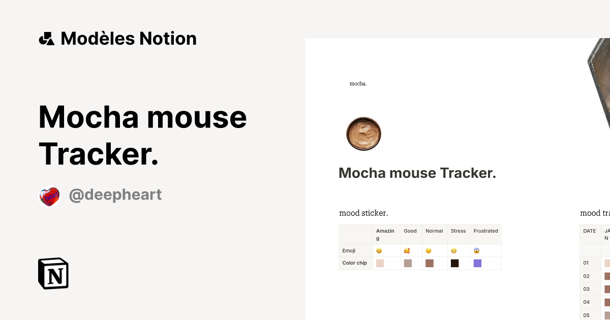 Modèle Mocha mouse Tracker. | Marketplace Notion