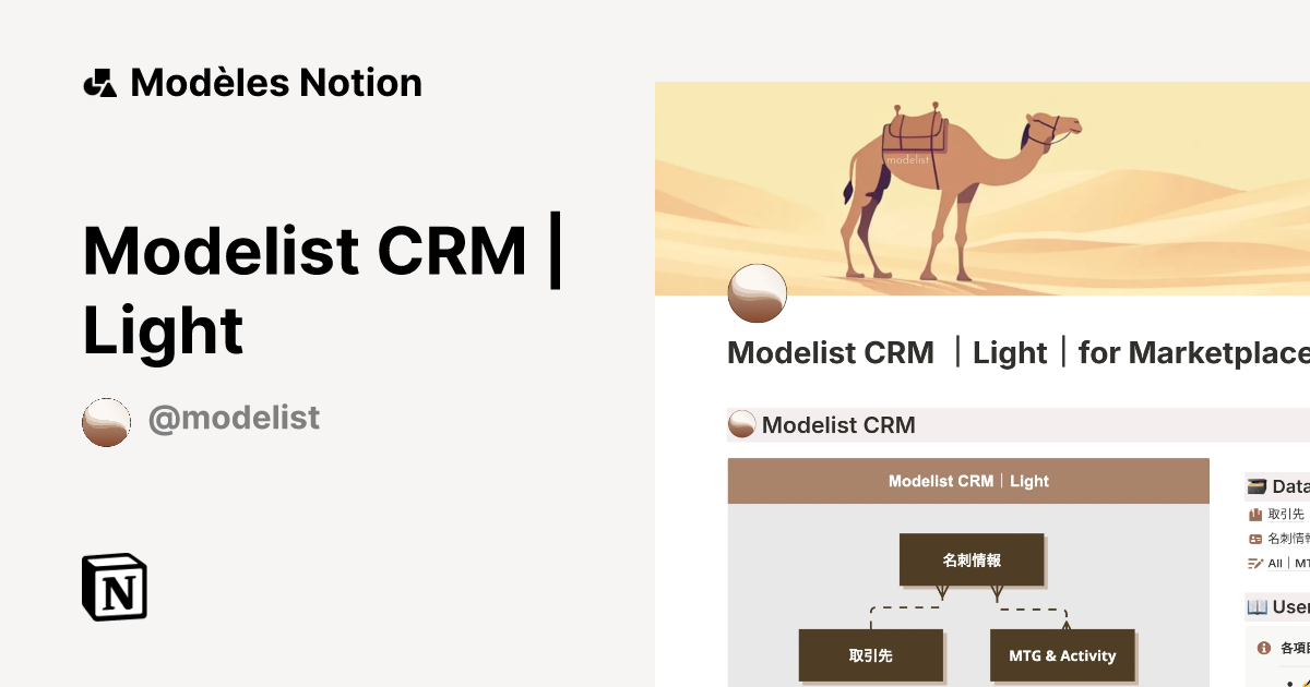Modelist CRM | Light | Modèle créé par 株式会社Modelist | Marketplace Notion