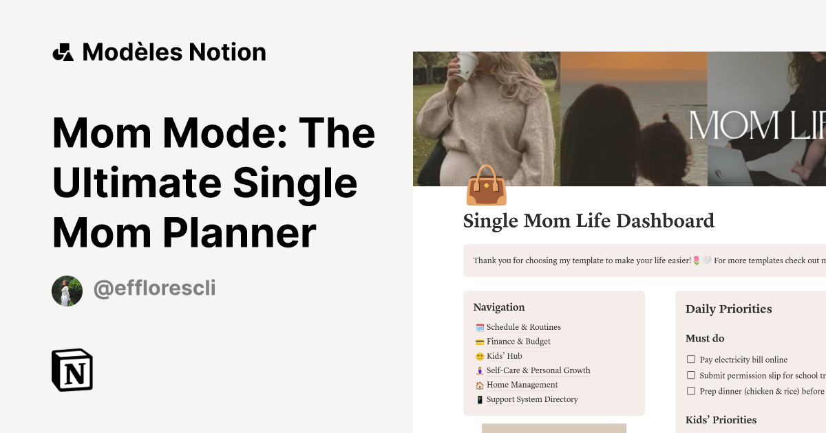 Mom Mode: The Ultimate Single Mom Planner | Modèle créé par Clia Titus ...