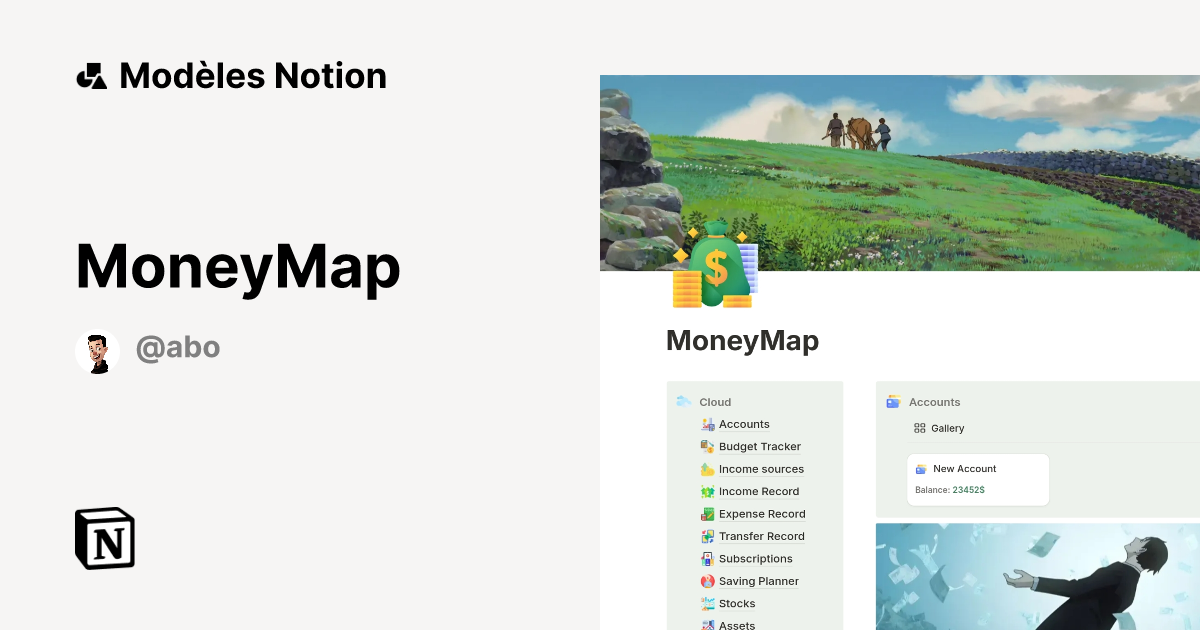 MoneyMap | Modèle créé par Abo | Marketplace Notion