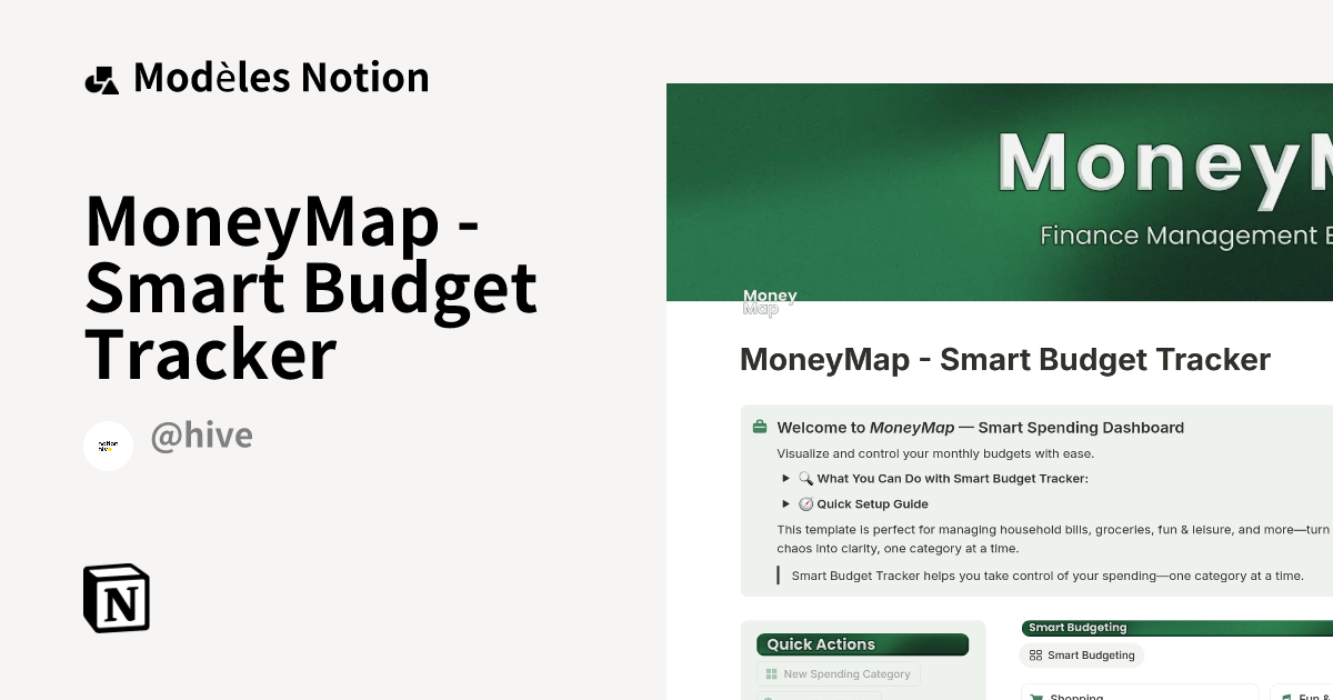 MoneyMap - Smart Budget Tracker | Modèle créé par Hive | Marketplace Notion