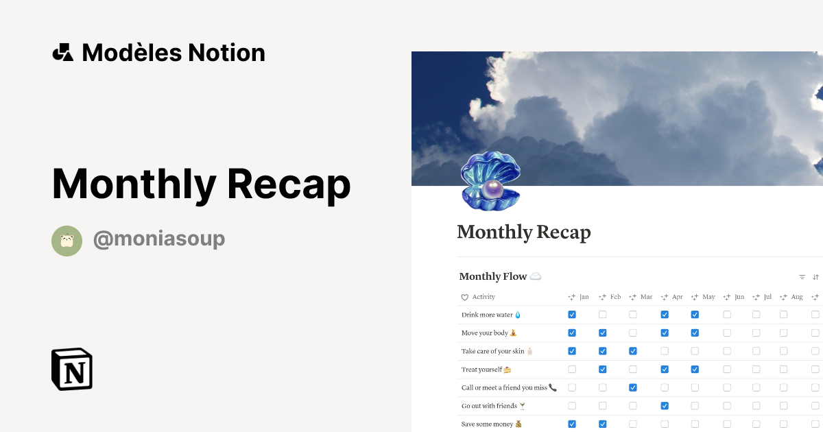 Modèle Monthly Recap | Marketplace Notion