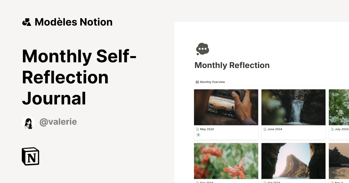 Modèle Monthly Self-Reflection Journal | Marketplace Notion