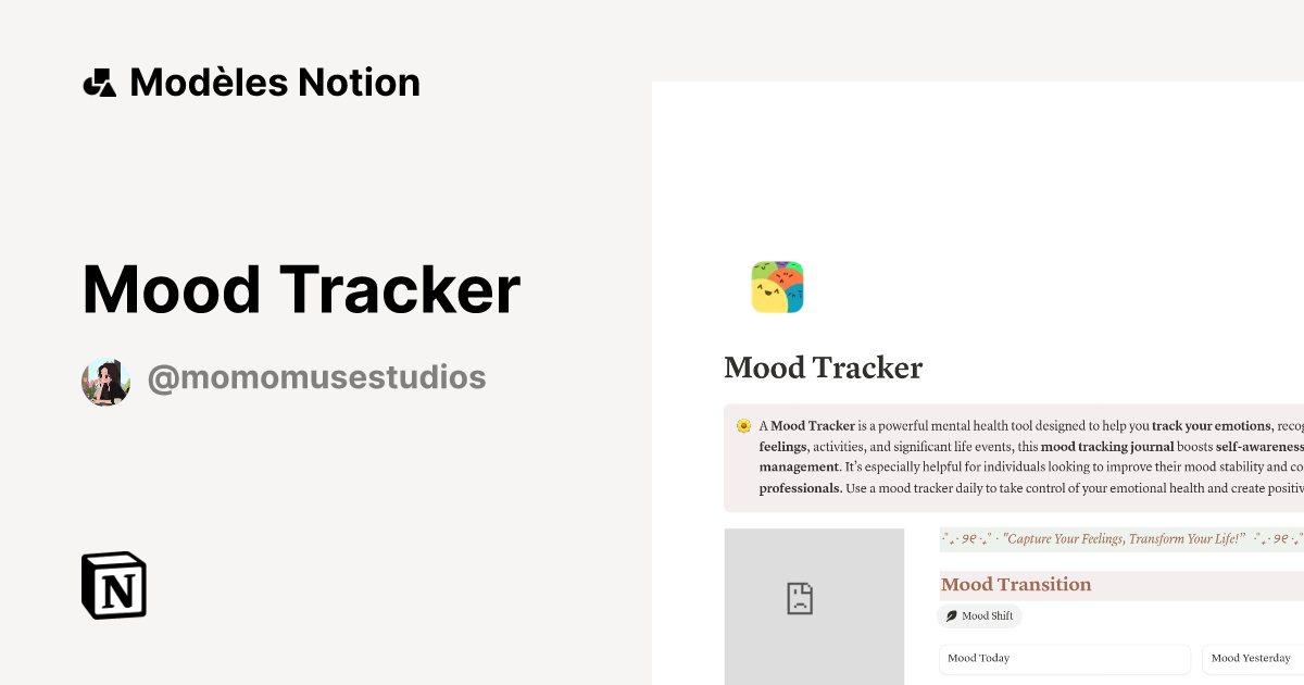 Modèle Mood Tracker | Marketplace Notion