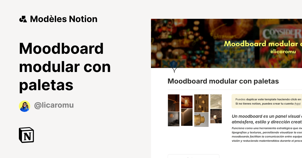 Moodboard modular con paletas | Modèle créé par Licaromu | Marketplace ...