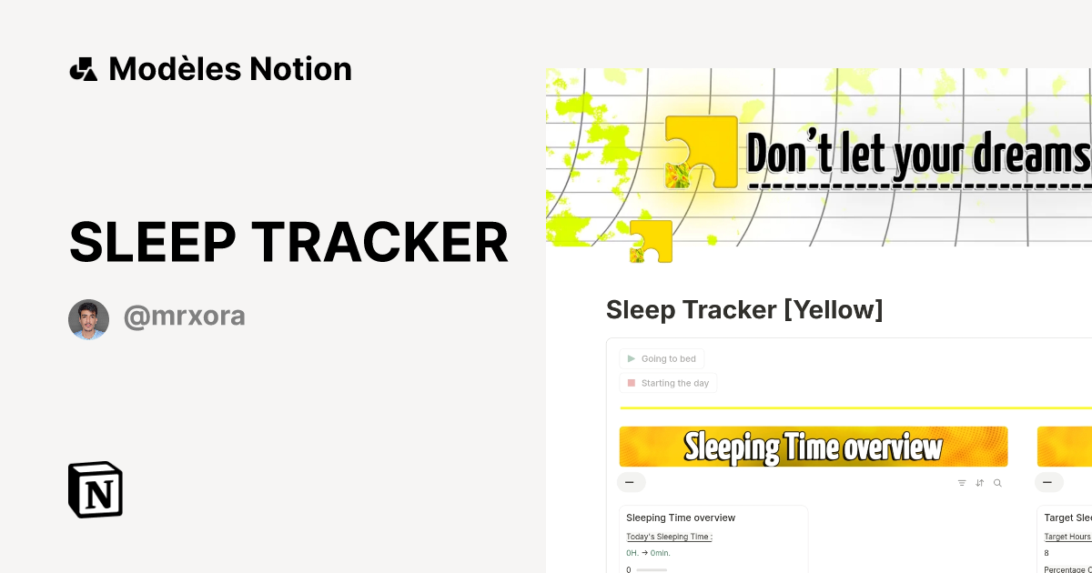 Modèle SLEEP TRACKER | Marketplace Notion
