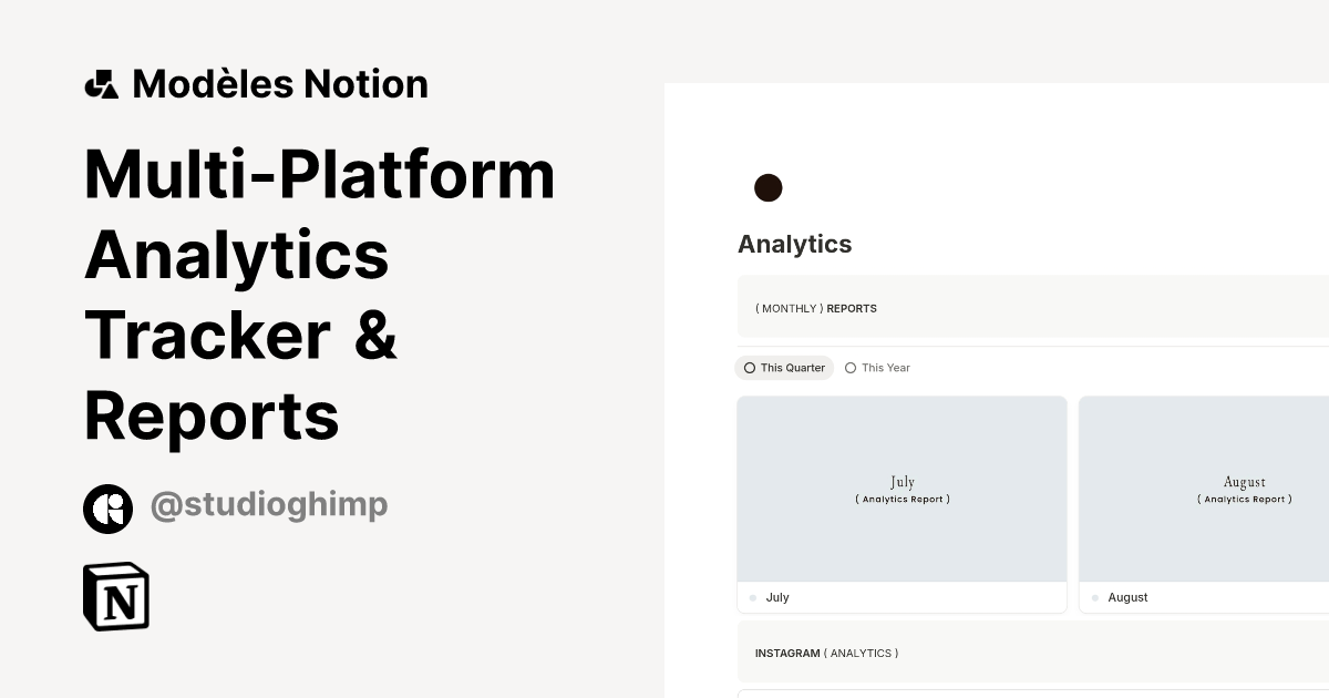 Modèle Multi-Platform Analytics Tracker & Reports | Marketplace Notion