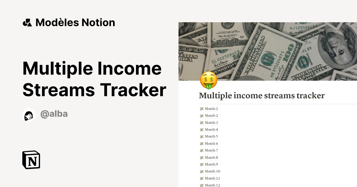 Multiple Income Streams Tracker | Modèle créé par Alba Negrín ...