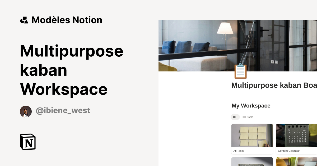 Modèle Multipurpose kaban Board | Marketplace Notion