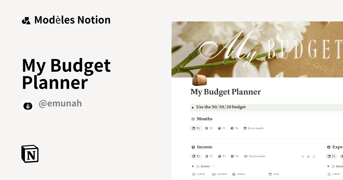 Modèle My Budget Planner | Marketplace Notion