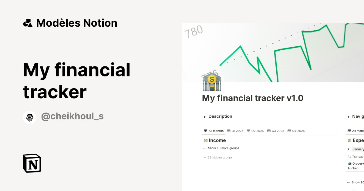 My financial tracker | Modèle créé par Metantei CKS | Marketplace Notion