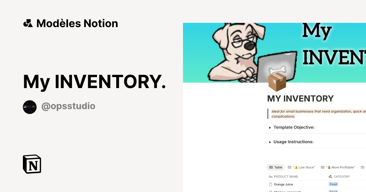 My INVENTORY. | Modèle créé par Ruta PRO | Marketplace Notion