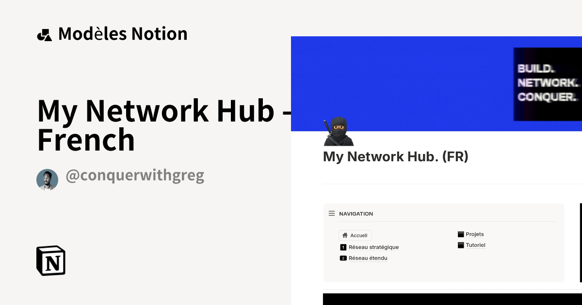 My Network Hub - French | Modèle créé par Strategic Network Builders | Marketplace Notion