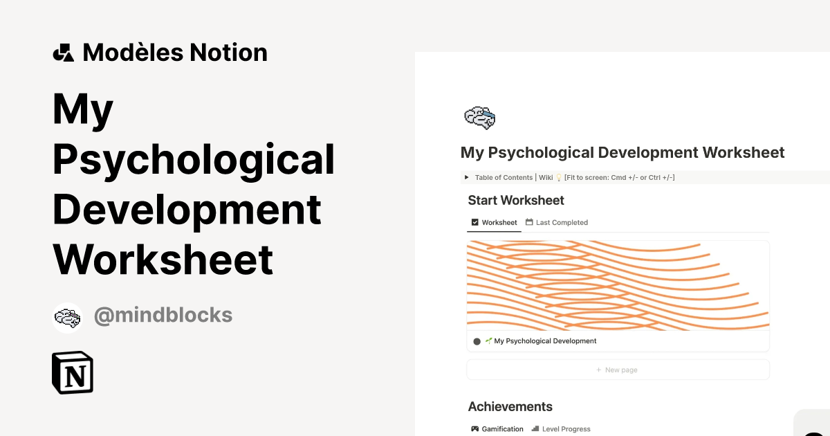 My Psychological Development Worksheet | Modèle créé par MindBlocks ...