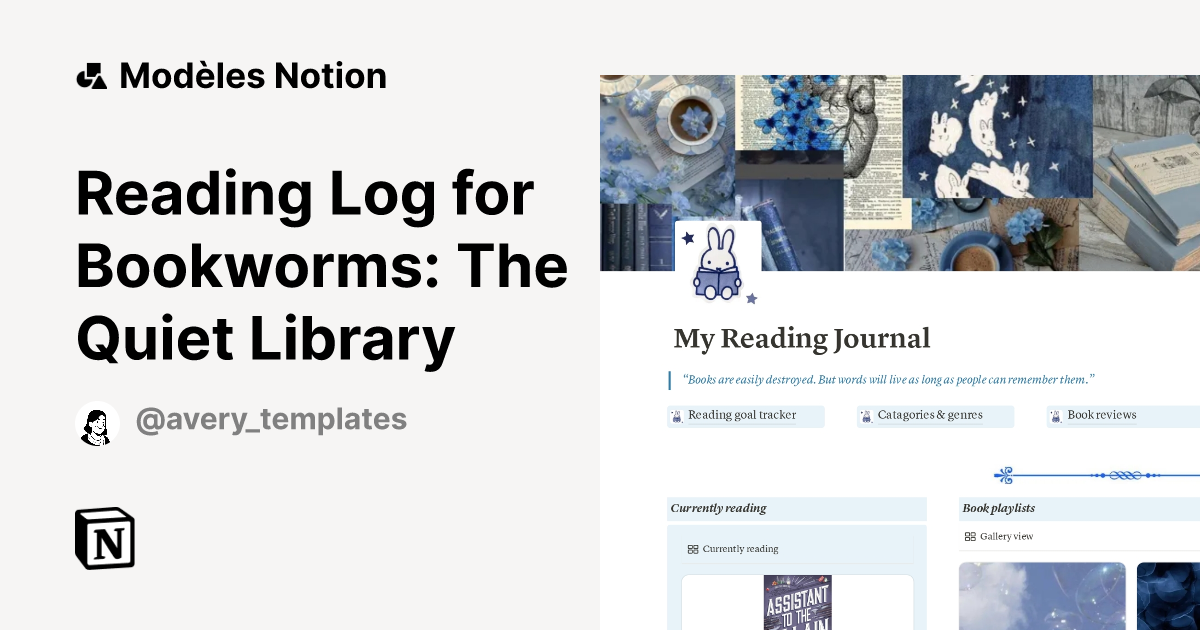 Reading Log for Bookworms: The Quiet Library | Modèle créé par avery's ...