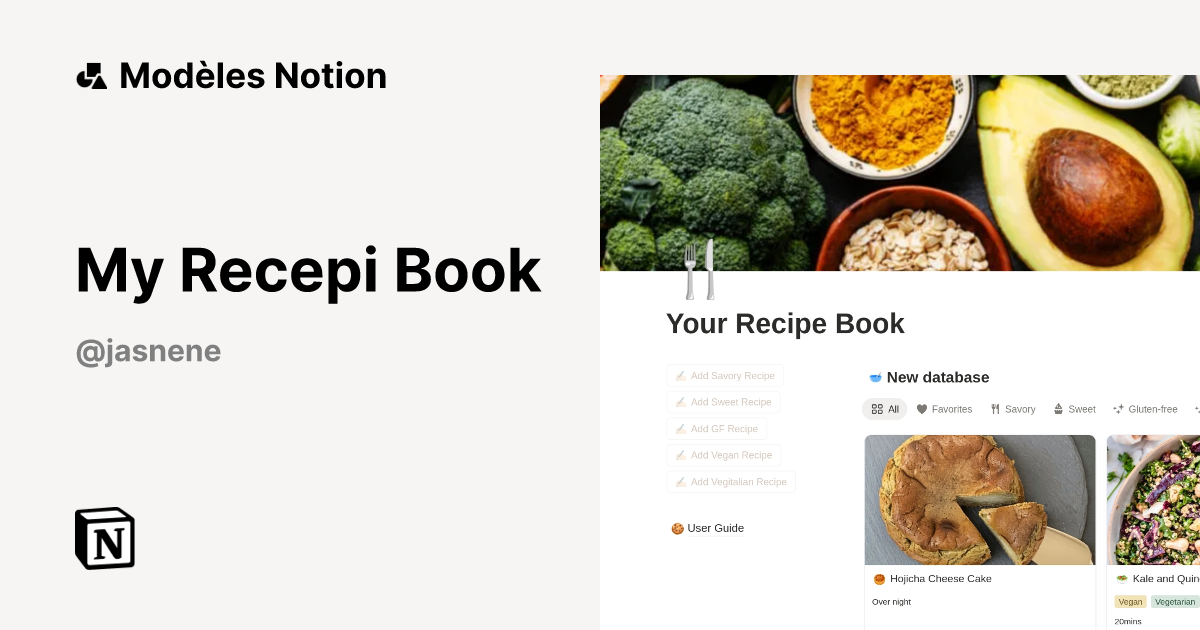 Modèle My Recepi Book | Marketplace Notion