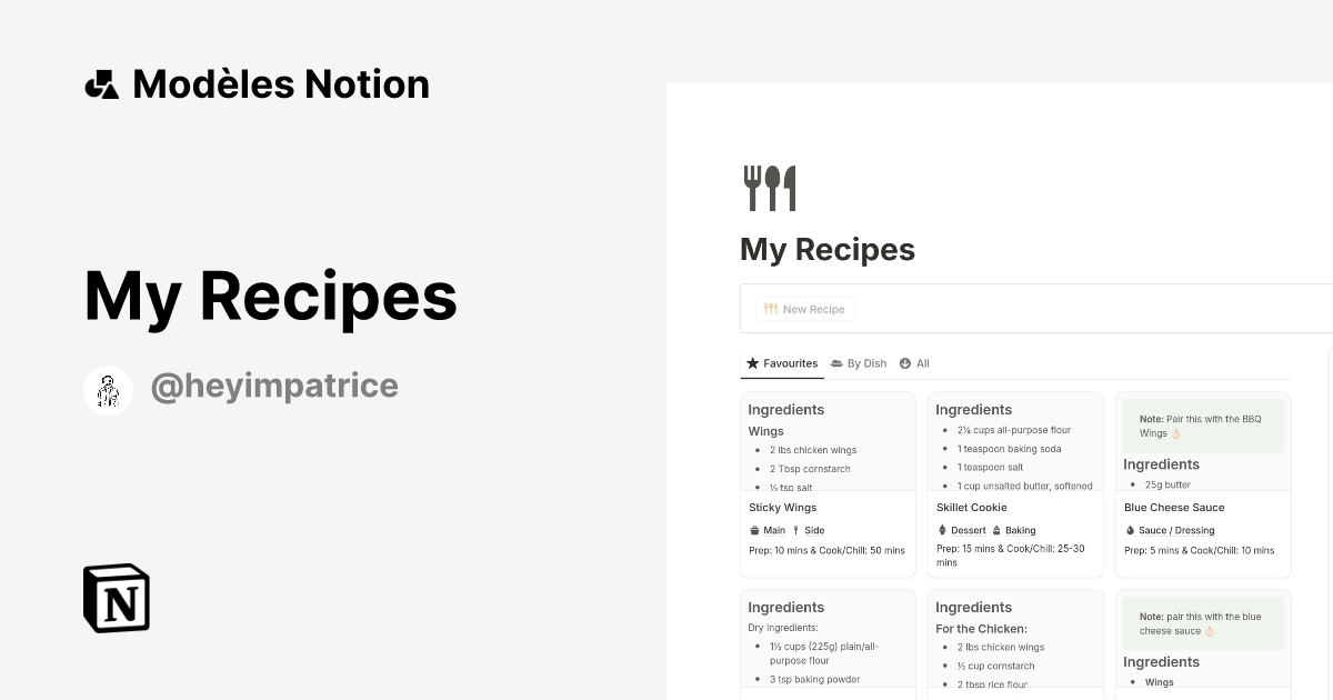 My Recipes | Modèle créé par Patrice | Marketplace Notion