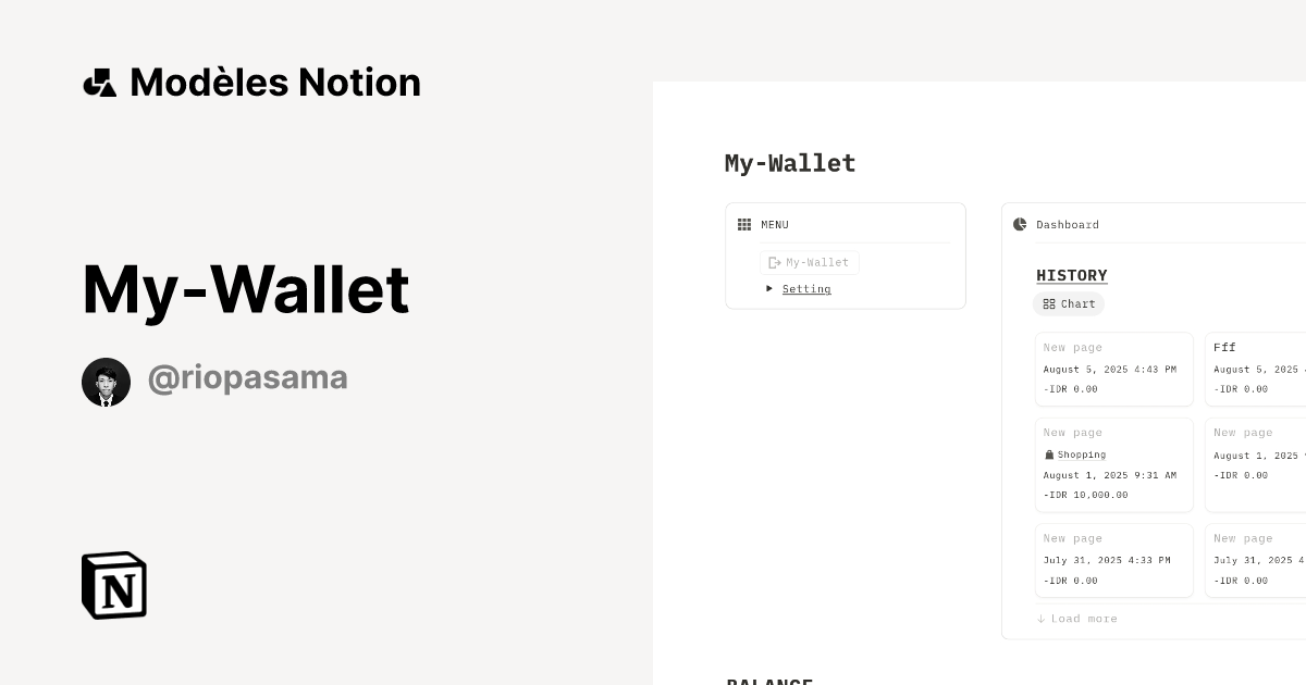 My-Wallet | Modèle créé par Rio | Marketplace Notion