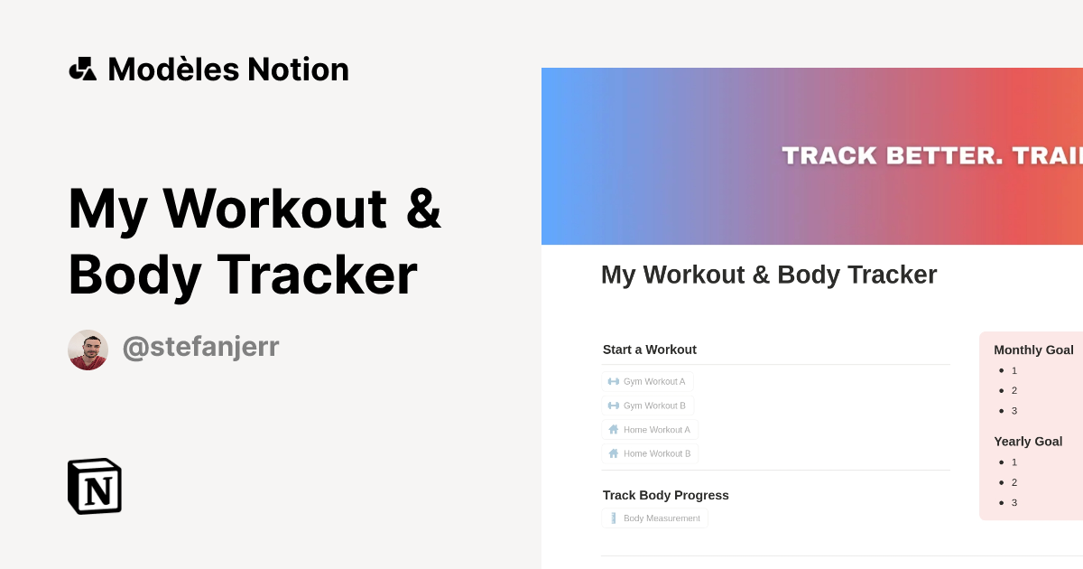Modèle My Workout & Body Tracker | Marketplace Notion