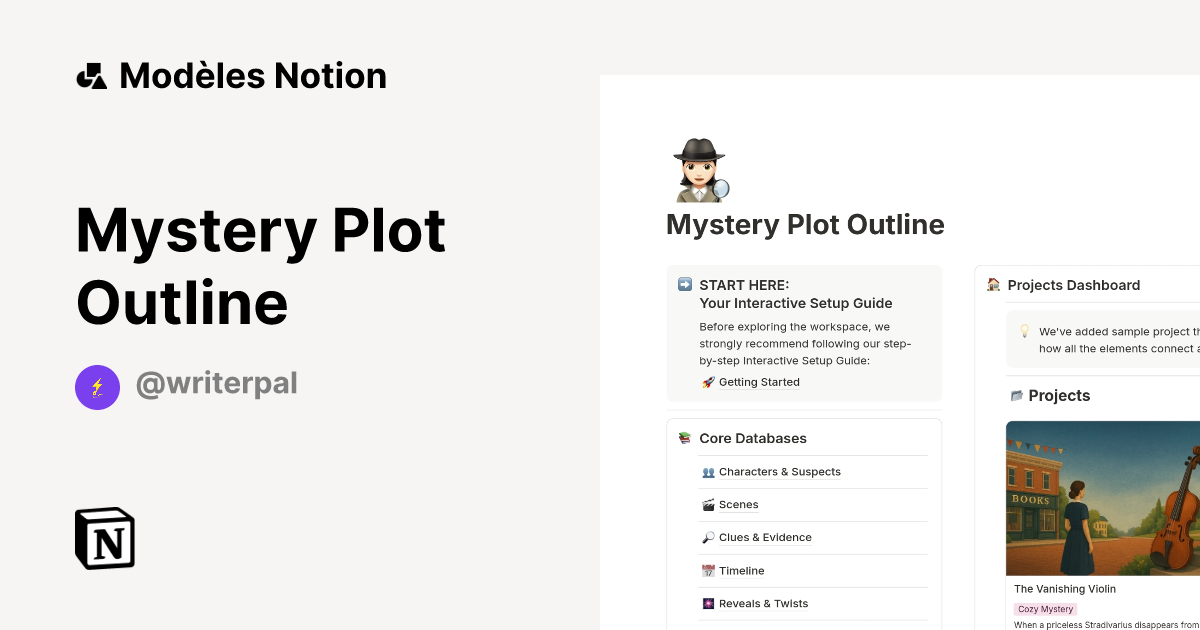 Mystery Plot Outline | Modèle créé par writerpal | Marketplace Notion