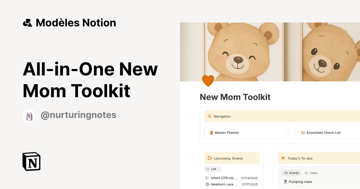 Modèle All-in-One New Mom Toolkit | Marketplace Notion