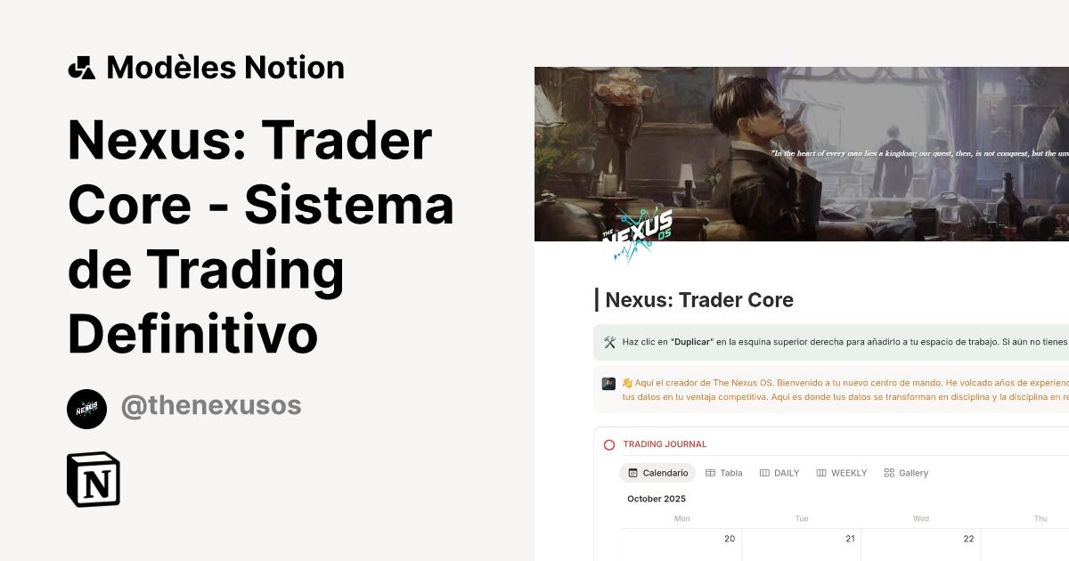 Modèle Nexus: Trader Core - Sistema de Trading Definitivo | Marketplace Notion