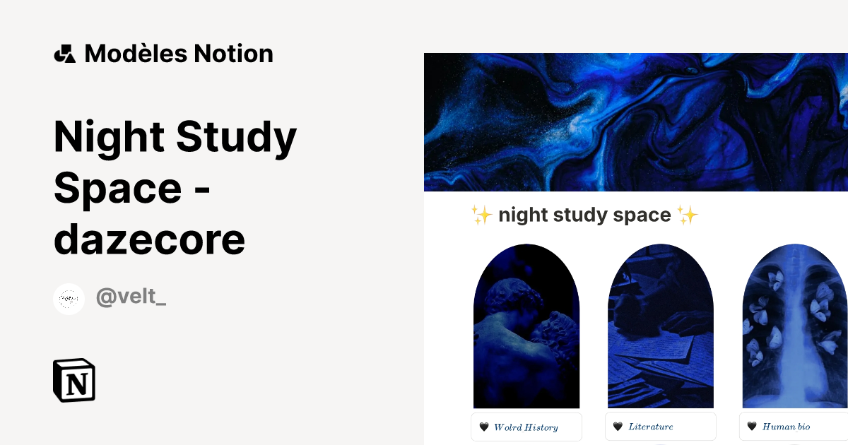 Modèle Night Study Space - dazecore | Marketplace Notion