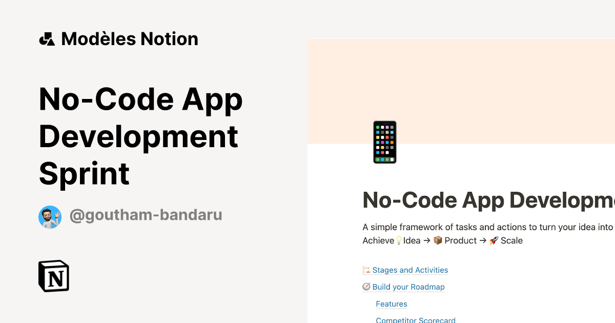 Modèle No-Code App Development Sprint | Marketplace Notion