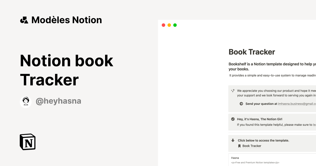Notion book Tracker | Modèle créé par Hasna Notion Creator ...
