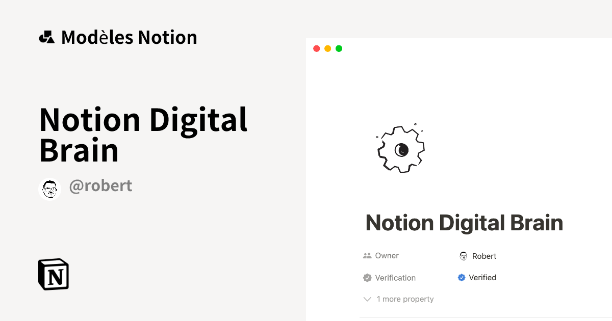 Notion Digital Brain | Modèle créé par Robert | Marketplace Notion