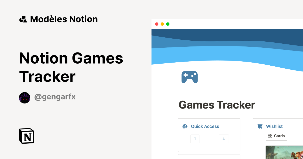 Notion Games Tracker | Modèle créé par GengarFX | Marketplace Notion