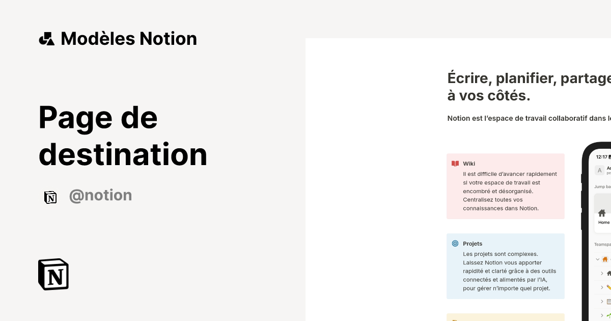 Modèle Page de destination 2025 | Marketplace Notion