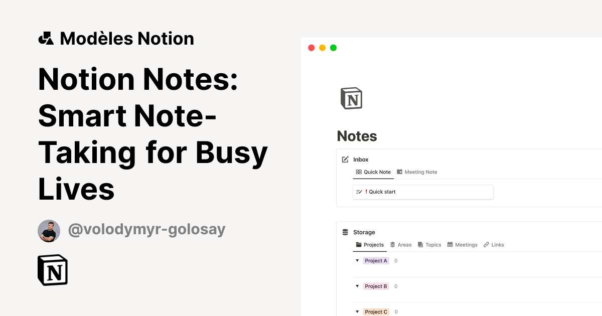 Notion Notes: Smart Note-Taking for Busy Lives | Modèle créé par ...