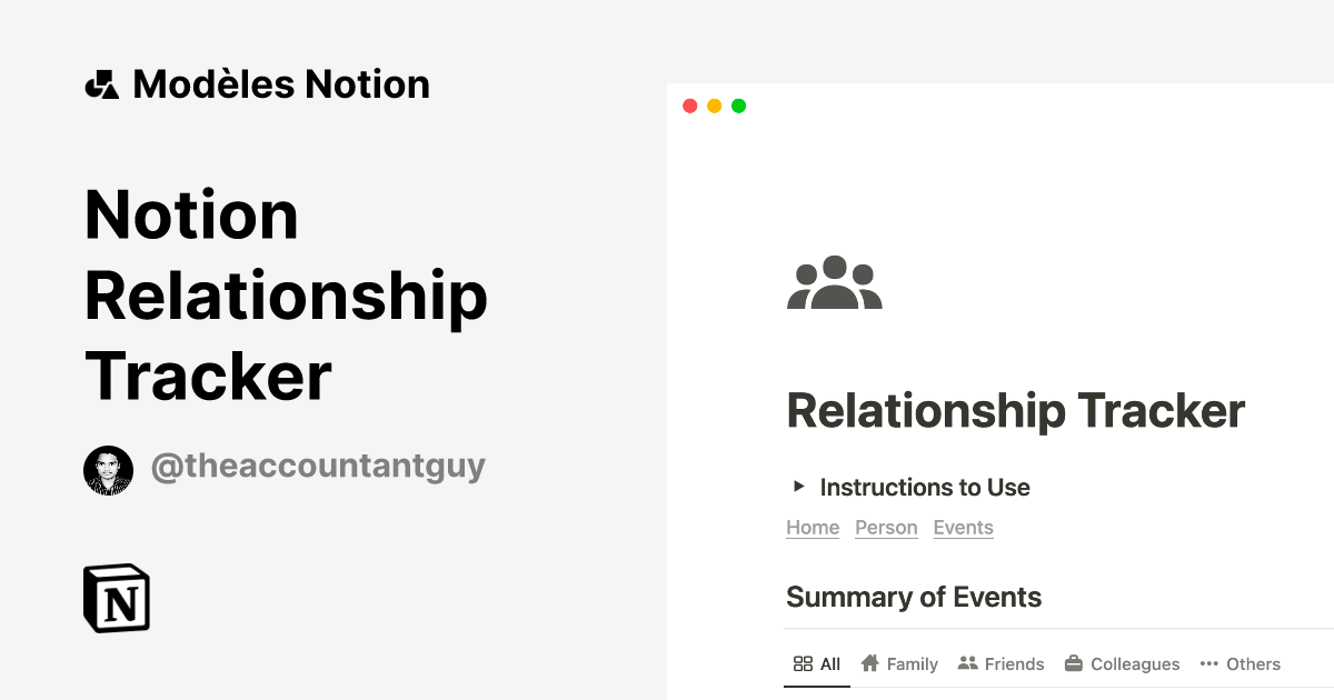 Modèle Notion Relationship Tracker | Marketplace Notion