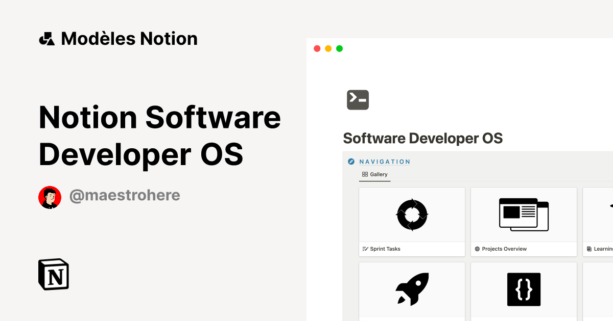 Modèle Notion Software Developer OS | Marketplace Notion