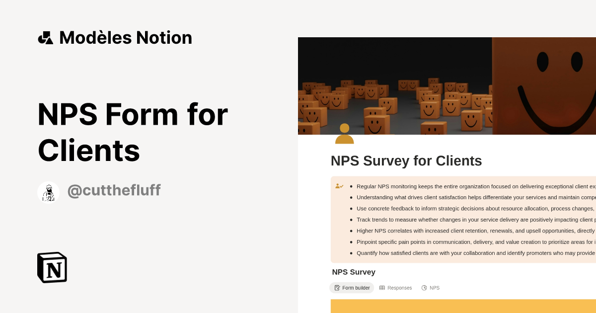 NPS Form for Clients | Modèle créé par CutTheFluff | Marketplace Notion