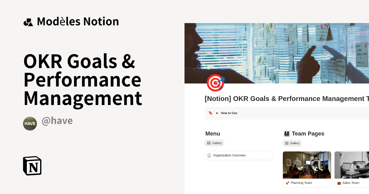 Modèle OKR Goals & Performance Management | Marketplace Notion