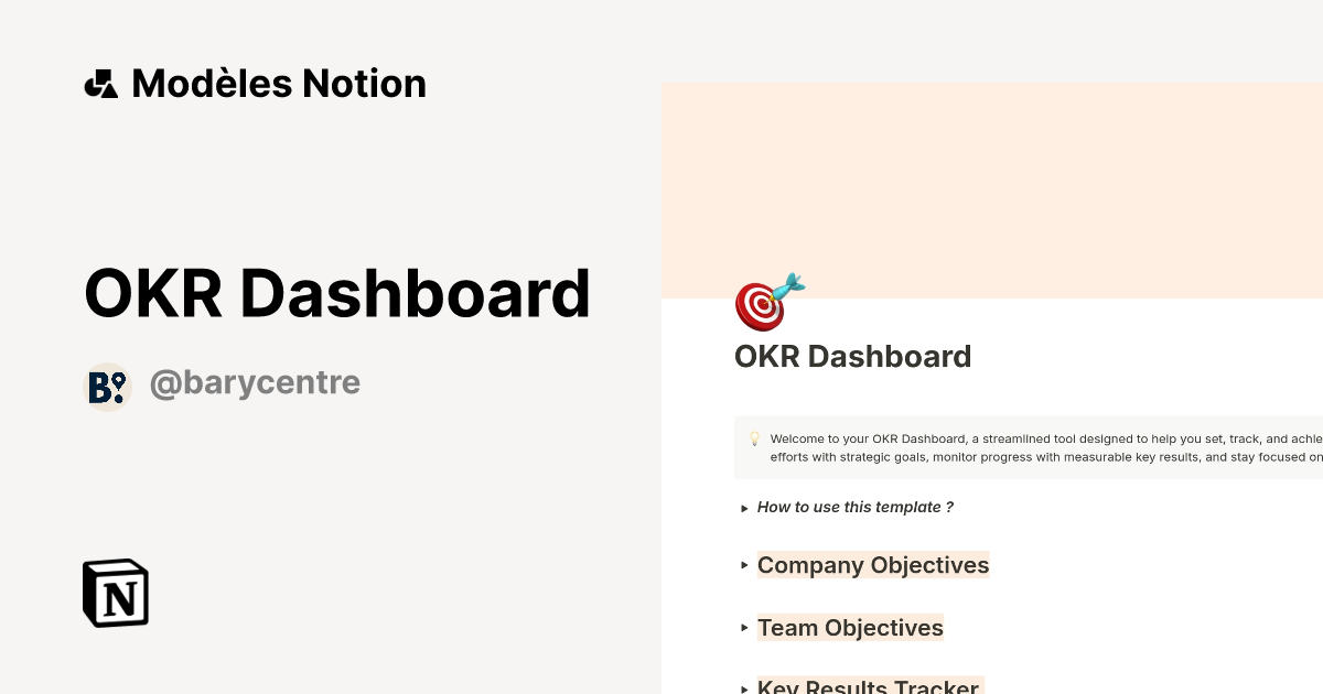 Modèle OKR Dashboard | Marketplace Notion