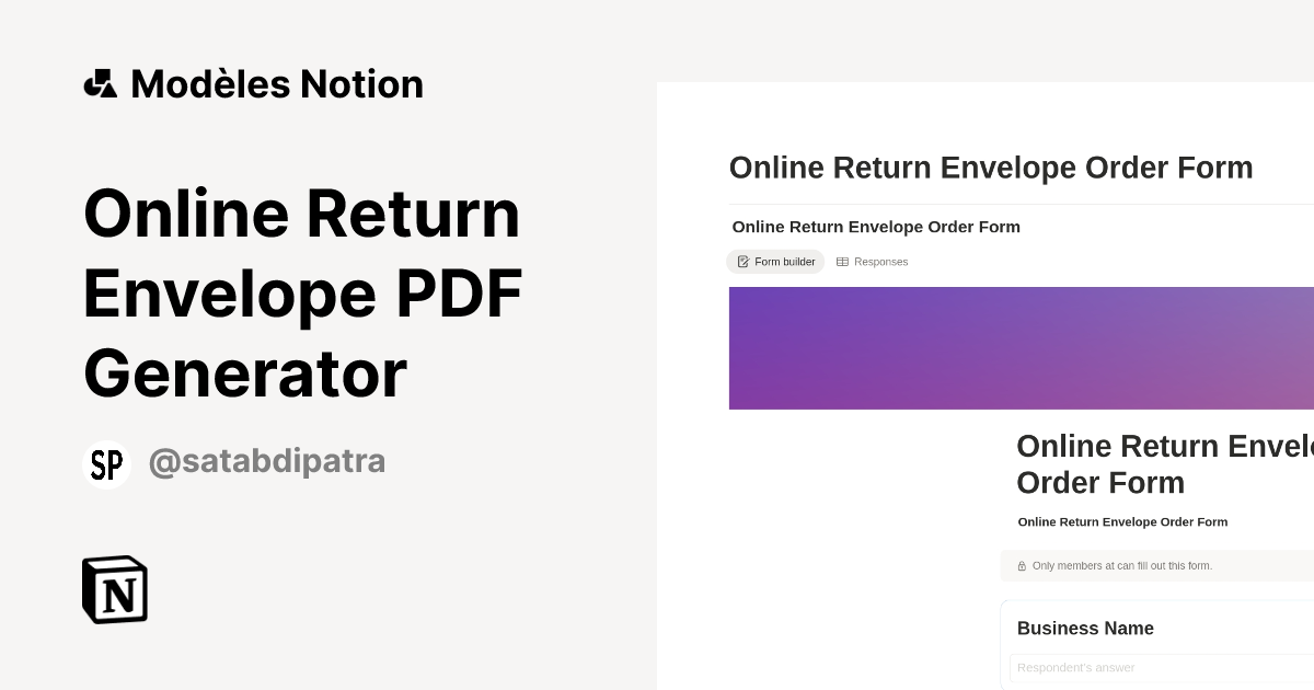 Online Return Envelope PDF Generator | Modèle créé par Satabdi Patra ...