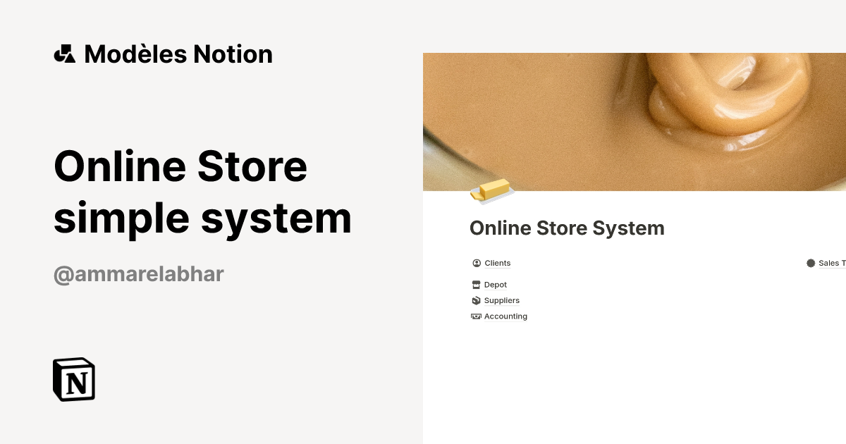 Modèle Online Store simple system | Marketplace Notion