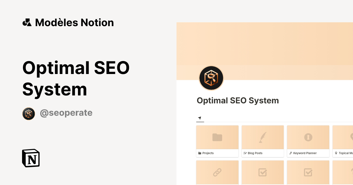 Optimal SEO System | Modèle créé par SEOperate | Marketplace Notion